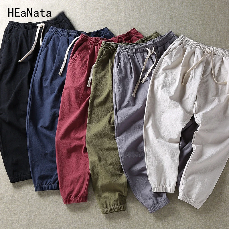 Men Plus Size Pants 8xl Solid Baggy Loose Elastic Pants Cotton
