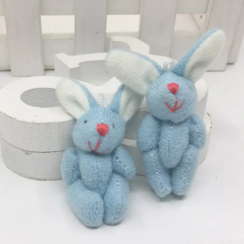 4cm Plush Long Wool blue Mini Joint Rabbit Mini Bunny Pendants/key ...