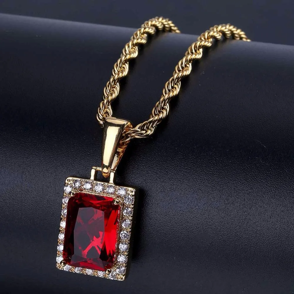 Big-Red-Stone-Geometric-Square-Men-Pendants-Necklaces-Gold-Silver-Color ...