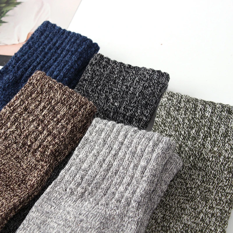 5 Pairs Wool Blend Striped Winter Socks - Easy Fishing Tackle
