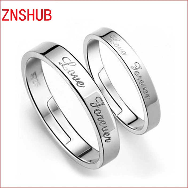 Fashion 925 Sterling Silver Couple Ring Forever Love Letter Design ...