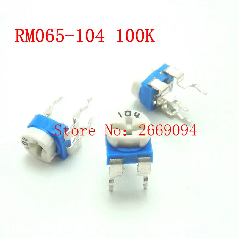 50Pcs-RM065-RM-065-100K-Ohm-104-RM065-104-Trimpot-Trimmer-Potentiometer ...