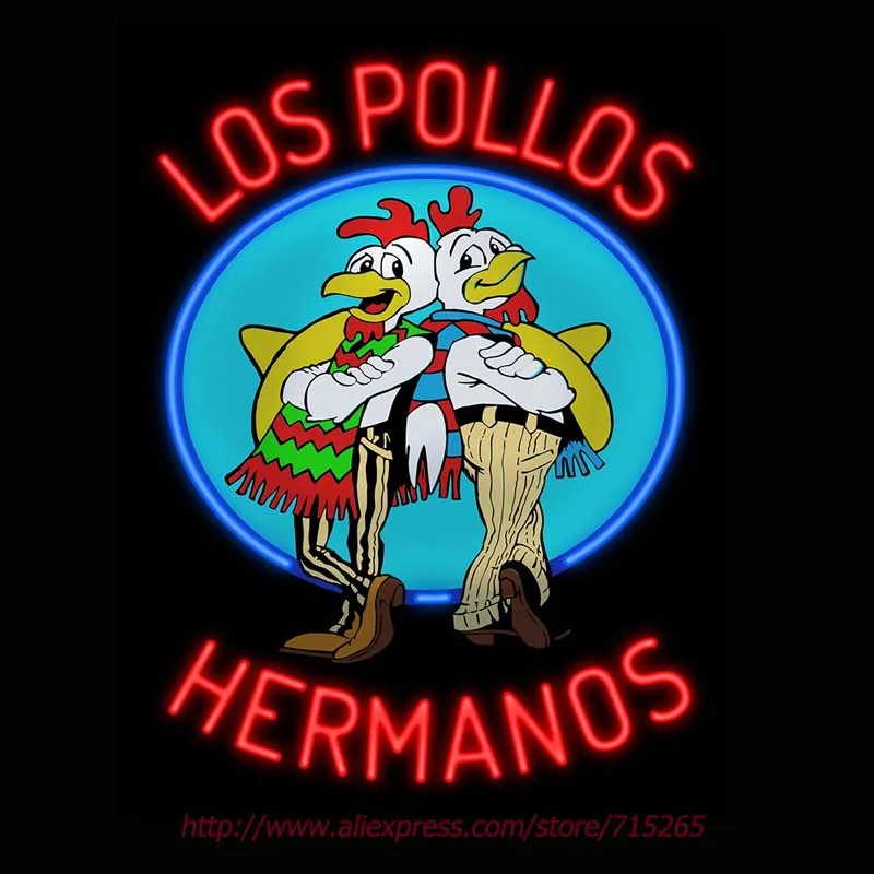 2017 New Neon Sign Board Loss Pollos Hermanoss Breaking Bad Real Glass ...