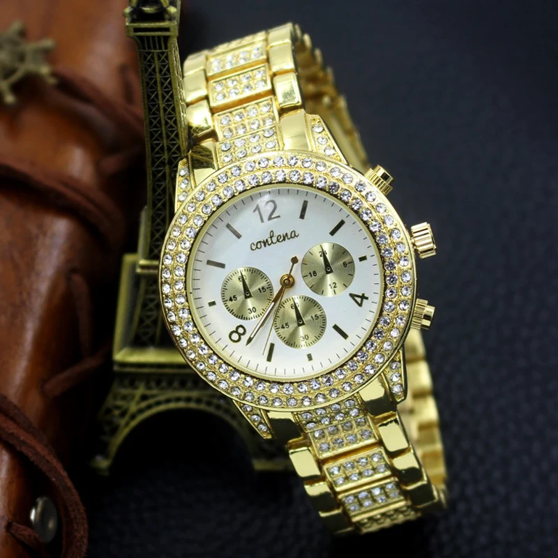 New Women Gold Watches Crystal Diamonds Ladies Fashion Brand Luxury ...