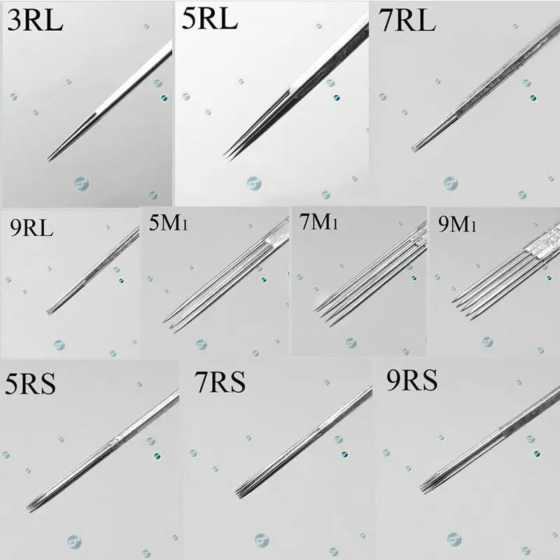 100pcs Mixed Tattoo Disposable Sterile Needles 3RL 5RL 7RL 9RL 5RS 7RS ...