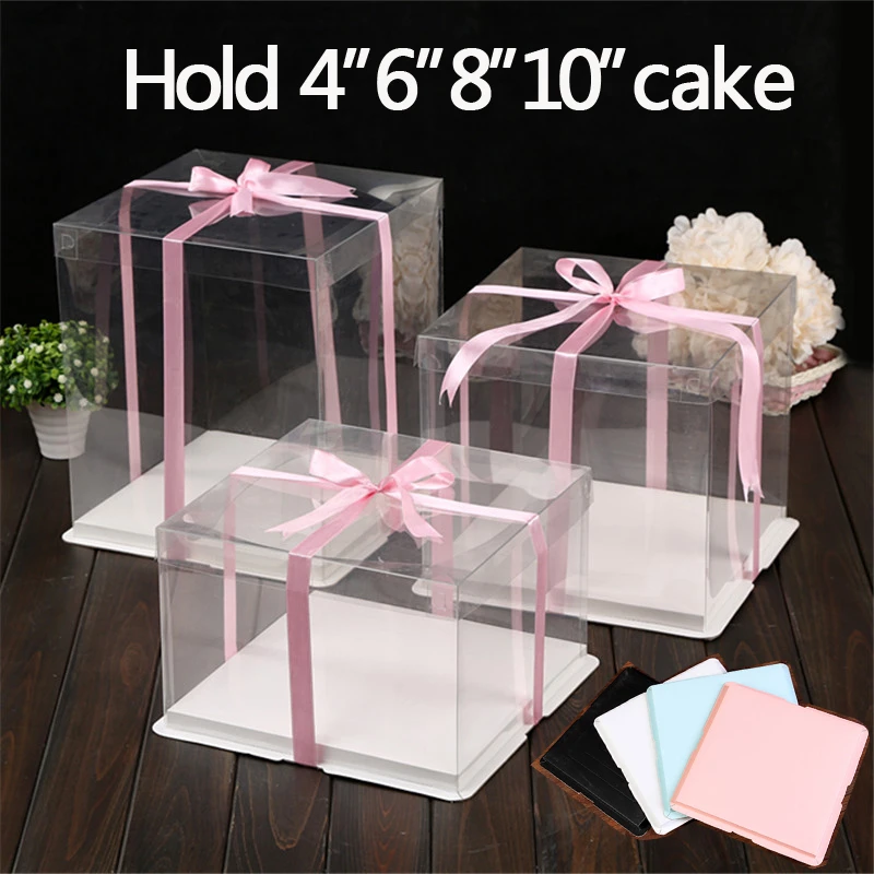 4 Set/lot 6/8/10 Inch Clear Plastic Cake Holder Decorating Supplies ...