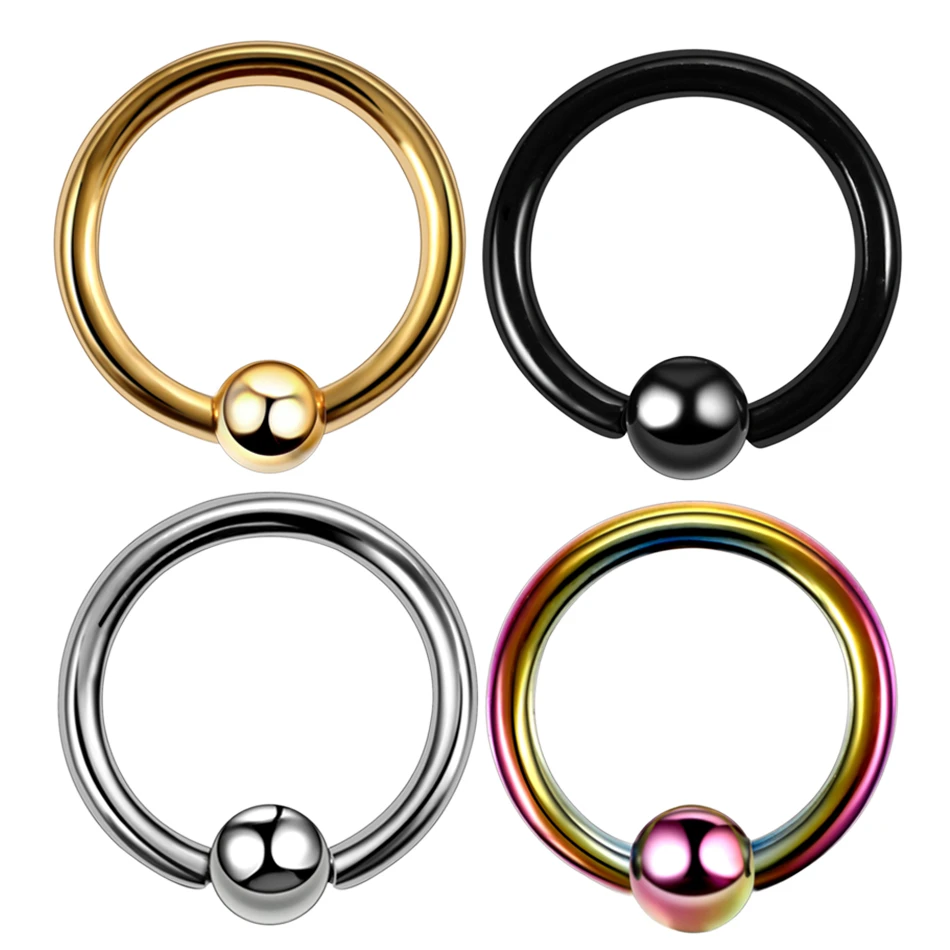 1pc G23 Titanium Colorful Ball Captive Bead Rings Nose Septum Hoops Ear ...
