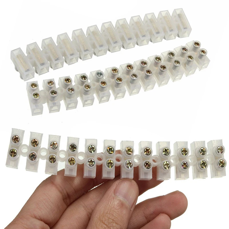 10pcs 380V 10A Screw Terminal Barrier Connector 12 Positions Dual Row ...
