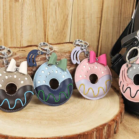 Cute Doughnut Key Ring&Keychain Fashion Cotton Stuffing Cartoon PU Key ...