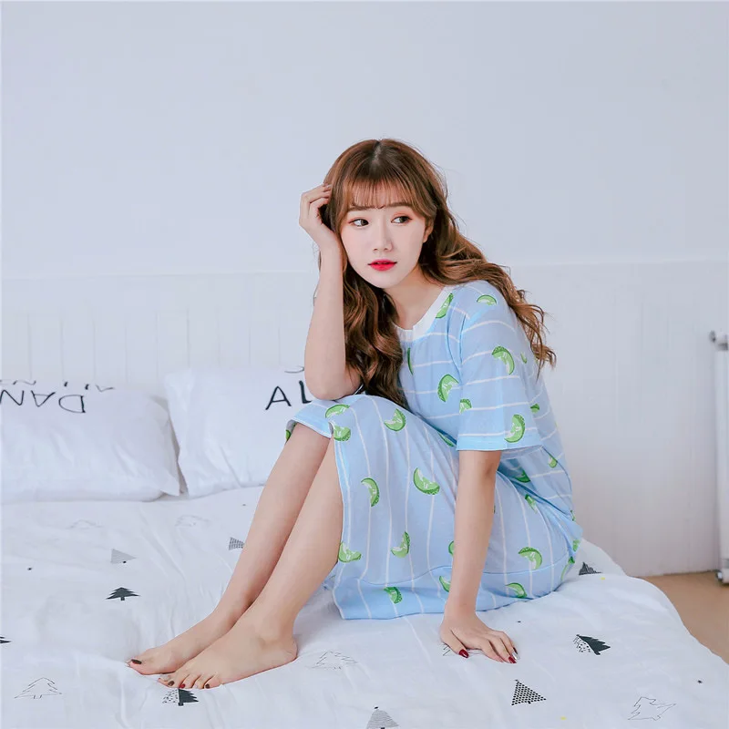 Short Sleeve Cotton Nightgowns Summer Sleepshirts Women Sleepdress thin ...