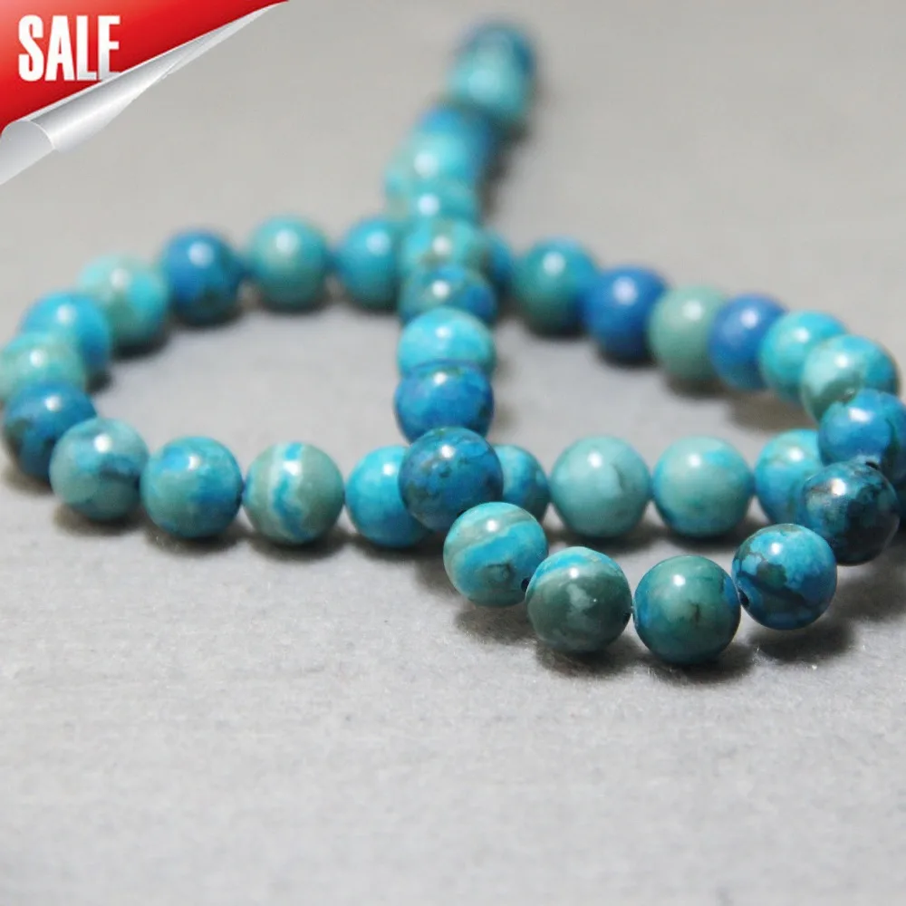 (Min Order1) 8mm Fashion Natural Blue Turkey Stone Beads Round DIY ...