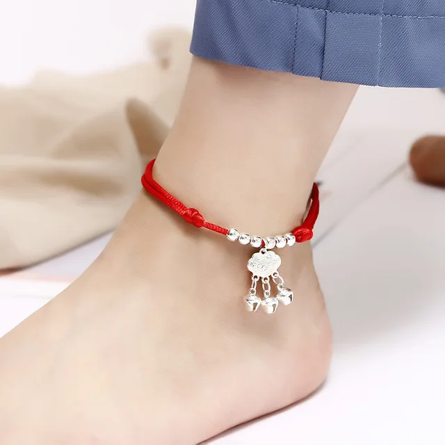 1PC Simple Bell Red String Anklet Handmade Woven Ethnic Style Anklet ...