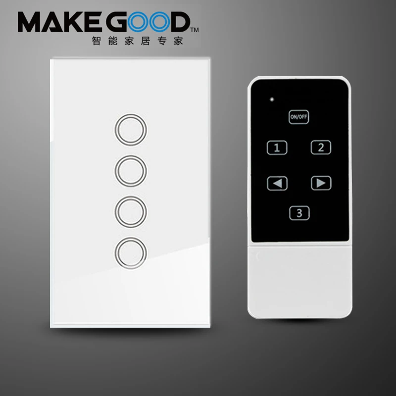 Makegood US/AU 4 Gang 1 Way Smart Switch, Crystal Glass Panel Touch ...