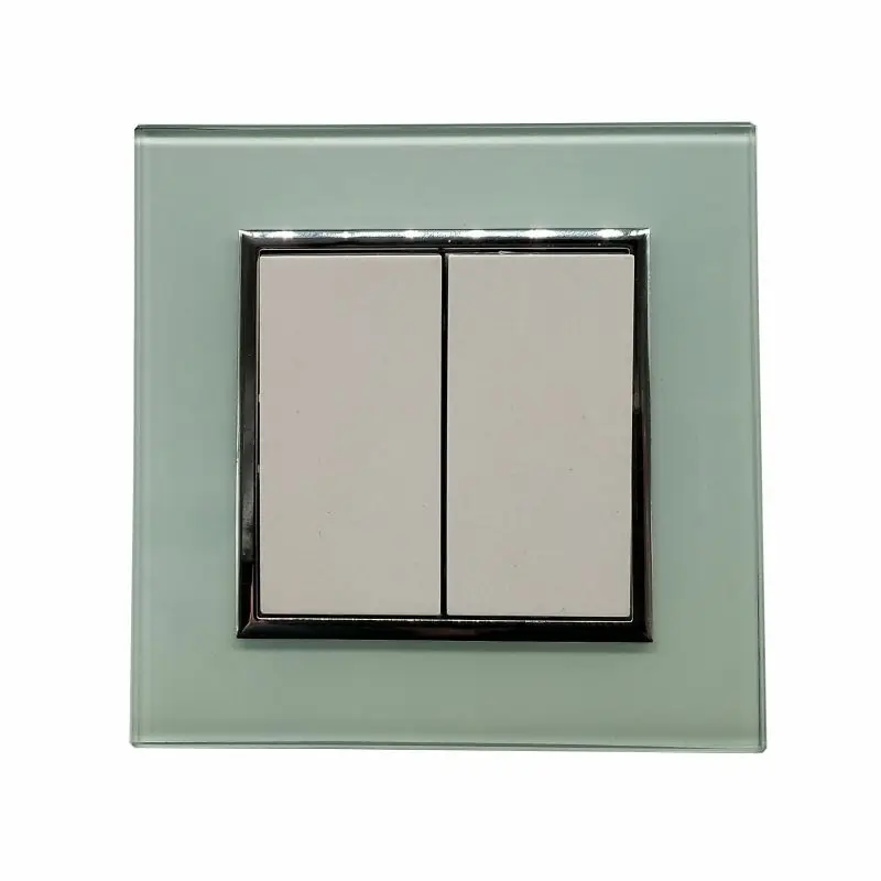 100% Original Wall switch 2 gang 1way light green Color Glass inset ...