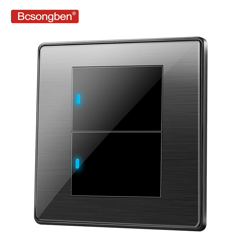 Bcsongben standard switch push button light switch wall Black stainless ...