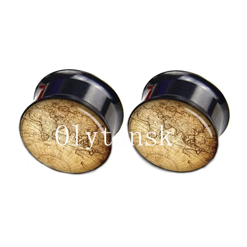 Wholesale 6 20mm word map plug gauges stainless steel anodzied black ...