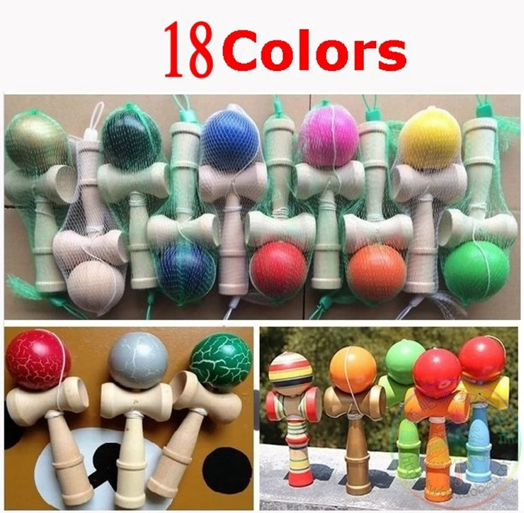 Size:18.5cm Funny Japanese Traditional Wood Game Toy Kendama Ball ...