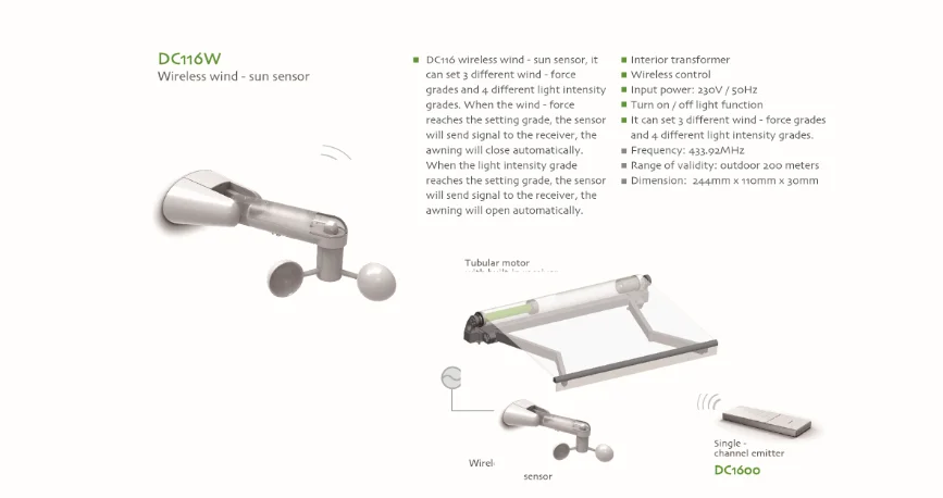 Dooya Vento Sol Chuva Sensor Dc118w Vento E Luz Do Sol Sensor Dc116w ...