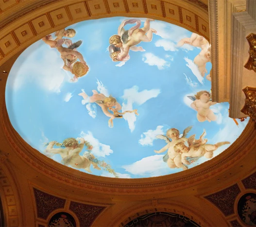 Fashion home oil painting mural wallpaper circle light ceiling blue sky ...