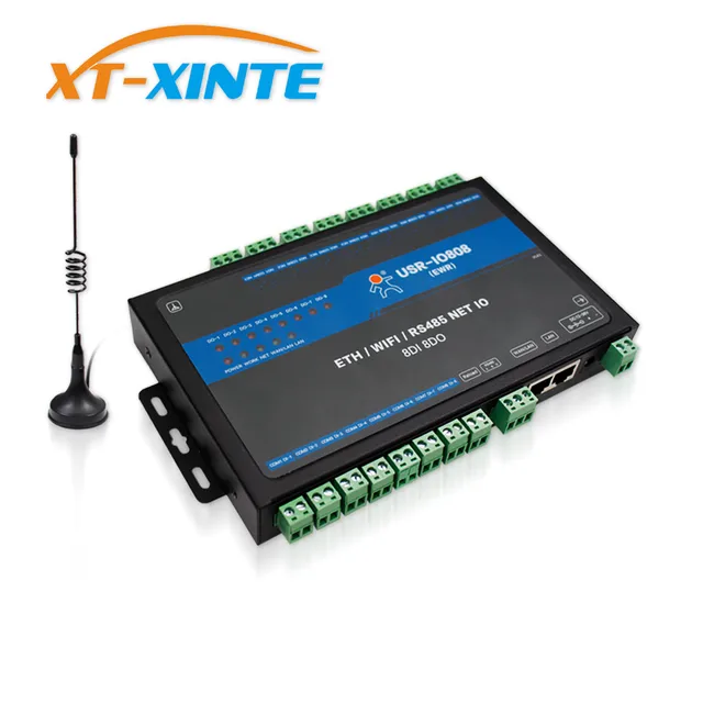 USR-IO808-EWR 8 Way Network IO Controller Remote Control RS485 Switch Modbus TCP/RTU MQTT/Socket ...