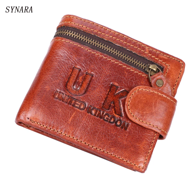 Fashion New Genuine Leather Men Wallets Brand Quality Red Brown Coin ...