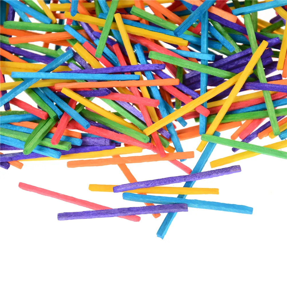 1000 Wooden Matchsticks Mini Craft Sticks Diy Matchsticks Rainbow ...