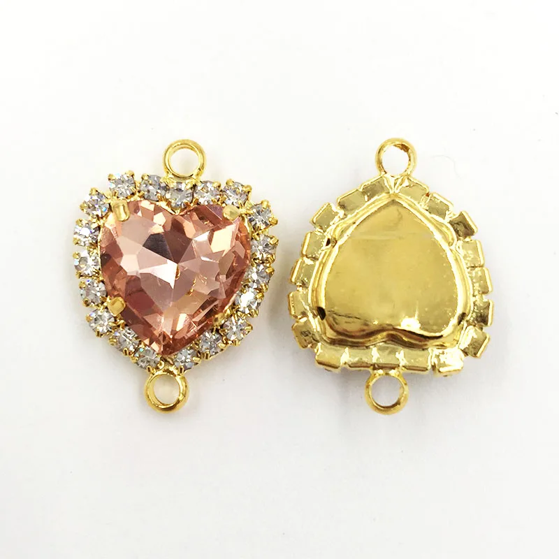 Новинка, 12 мм, сердце, двойная петля, Золотая основа, с плоской задней ...