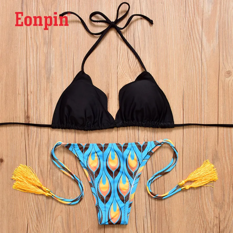 Eonpin 2017 New Bikinis Low Waist Swimsuit Women Push Up Swimwear Women