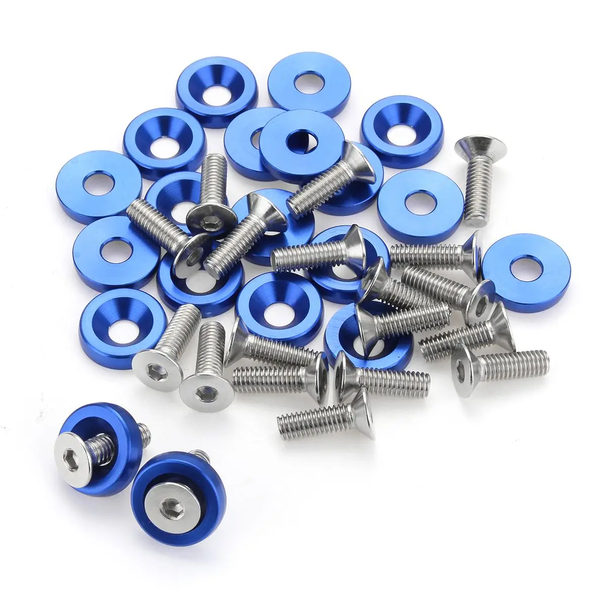 20pcs M6x20mm Blue Rear Billet Aluminum /Fender Bumper Washer Bolt ...
