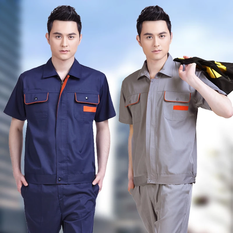 Summer short sleeve work wear work clothes set male work wear ...