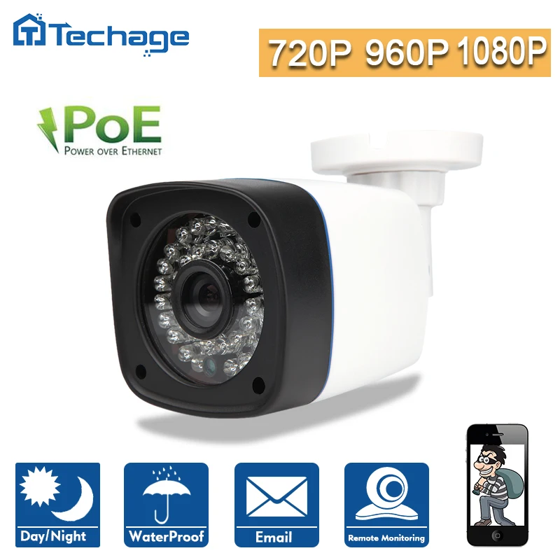 Techage Mini POE IP Camera 2.0MP Full HD 1080P Security ONVIF P2P CMOS ...