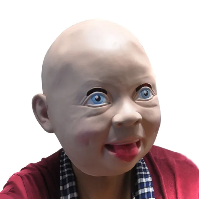Funny Halloween Costume Prop Lovely Baby Full Head Latex Rubber Mask ...