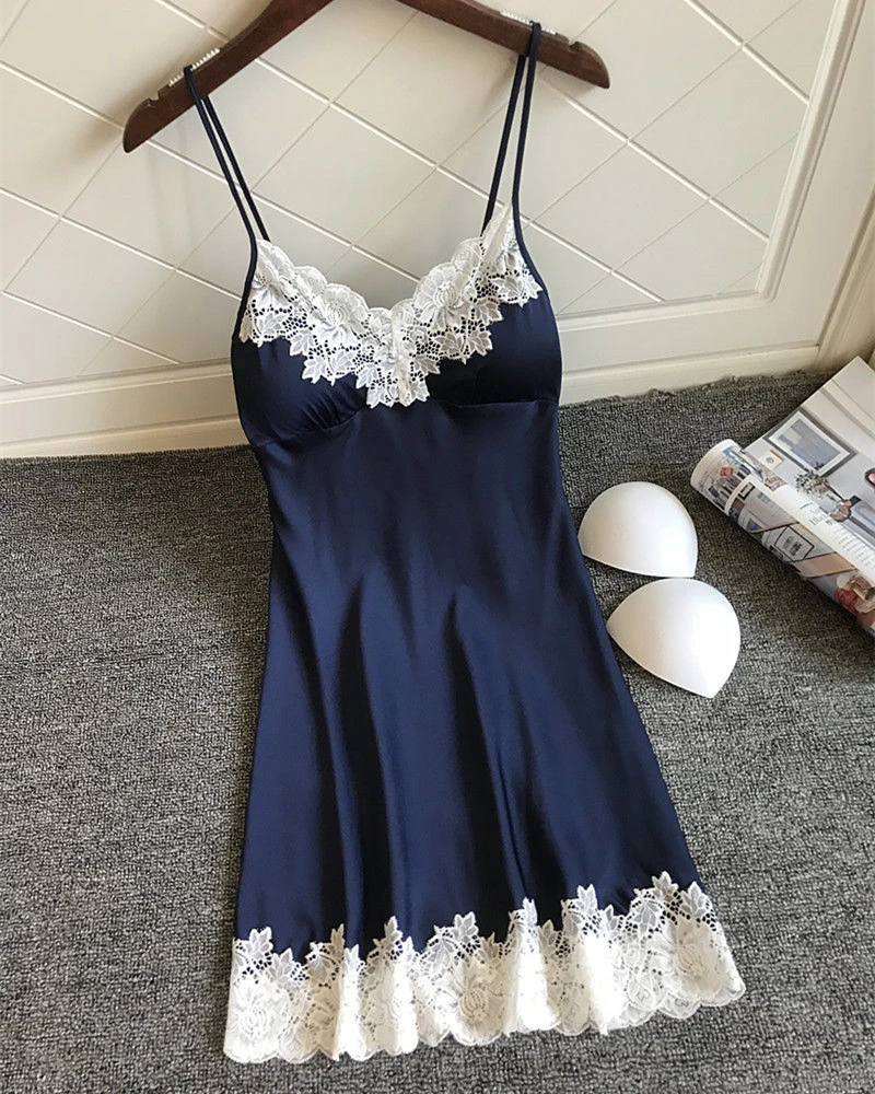 Women Sexy Lace Nightgown Cotton Nightdress Mini Dress Sleepwear Sexy