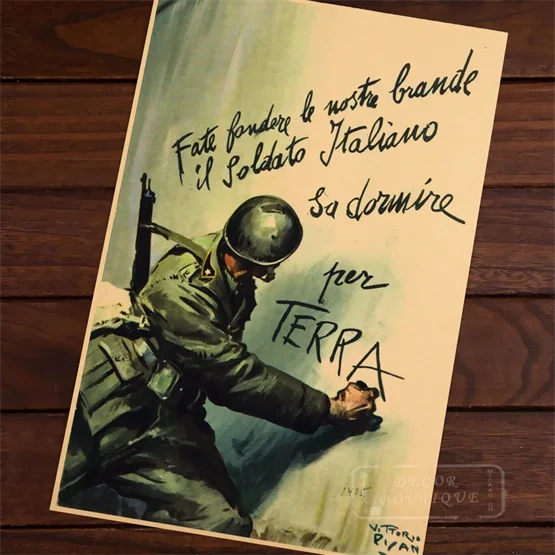 Italy Battle Soldiers Politics WW2 Italian Vintage Poster propaganda ...