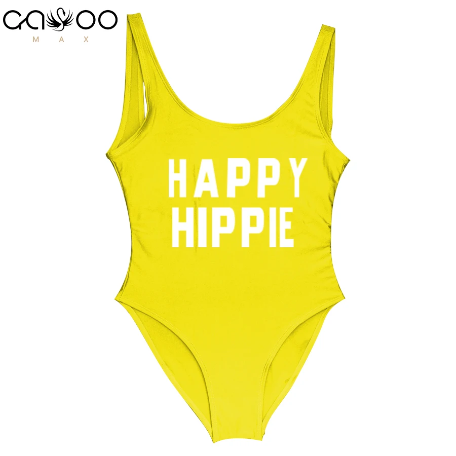 Happy Hip Pie Letter 2018 Badpak Swimwear Women One Piece Swimsuit