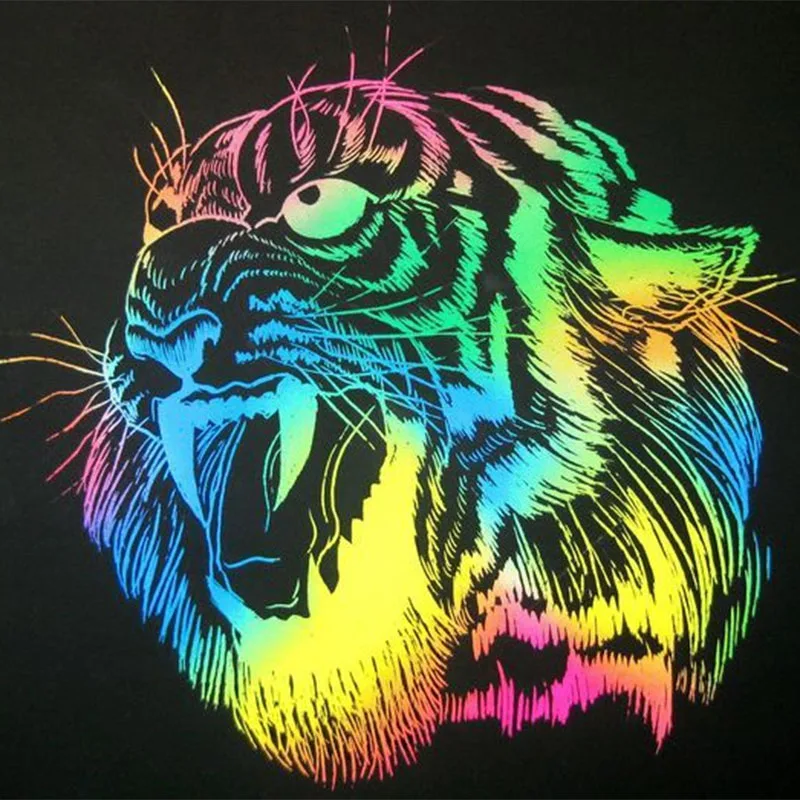 10 Pcs/set Large Magic Color Rainbow Scratch Paper Black Diy Drawing ...