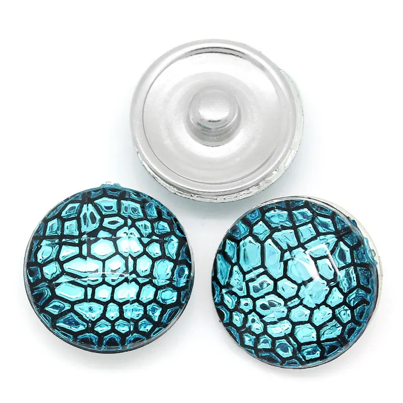 Snap Press Button Fit Snap Press Bracelet Turtle Crack Blue Round Resin ...