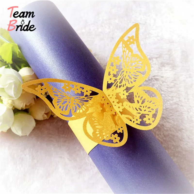 Team-Bride-50Pcs-Butterfly-Napkin-Rings-Pearl-Paper-Towel-Buckle-Hollow ...