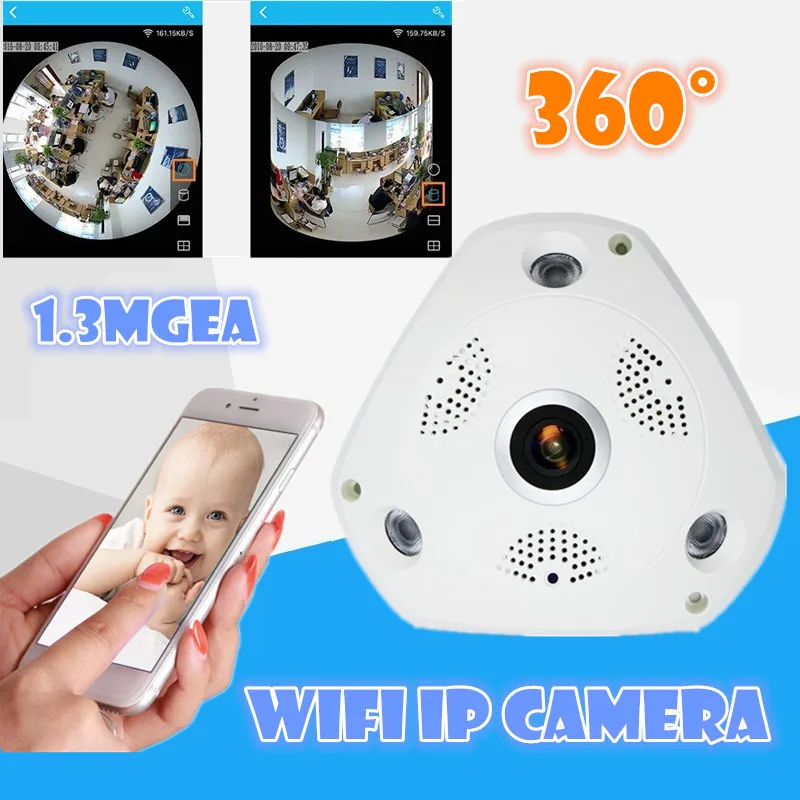 V380 3D VR Camera 360 Degree Panoramic IP Camera 960P 1.3MP WIreless Wi ...