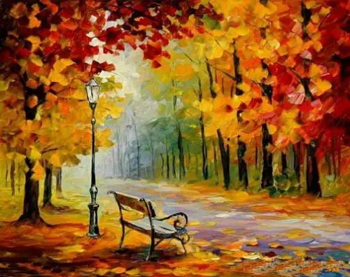 MODERN ABSTRACT ART OIL PAINTING On CANVAS "Late autumn", wall decorate ...