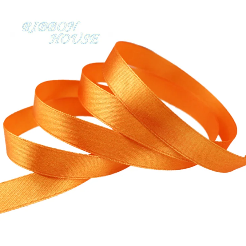 (25 Yards/roll) 1/2"(12mm) Orange Red Single Face Satin Ribbon Webbing ...