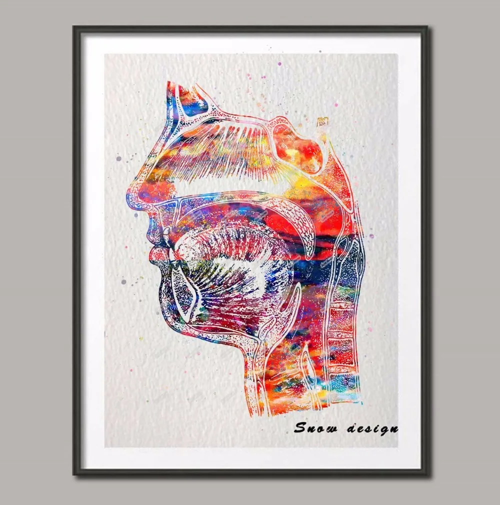 Original watercolor Respiratory system canvas painting Anatomy Wall art ...