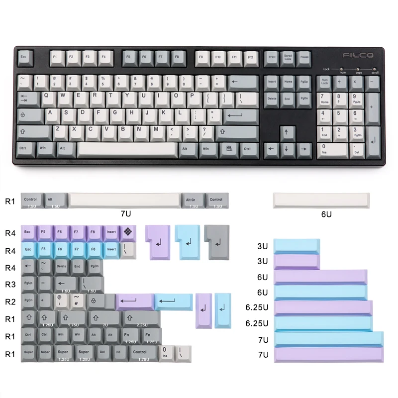 Full set Cherry profile keycaps Dye sub 175 keys for cherry mx ...