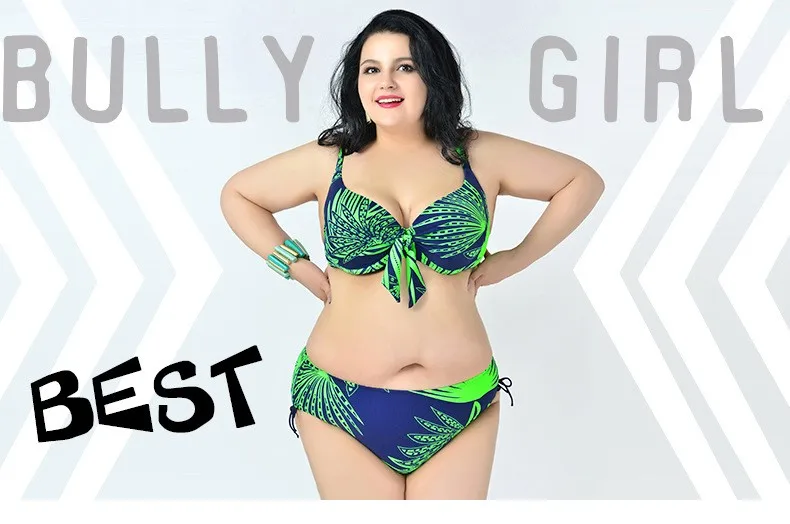 HZYEYO пуш-ап плюс размер бикини большого размера Набор 2XL до 6XL жир женский купальный костюм ...