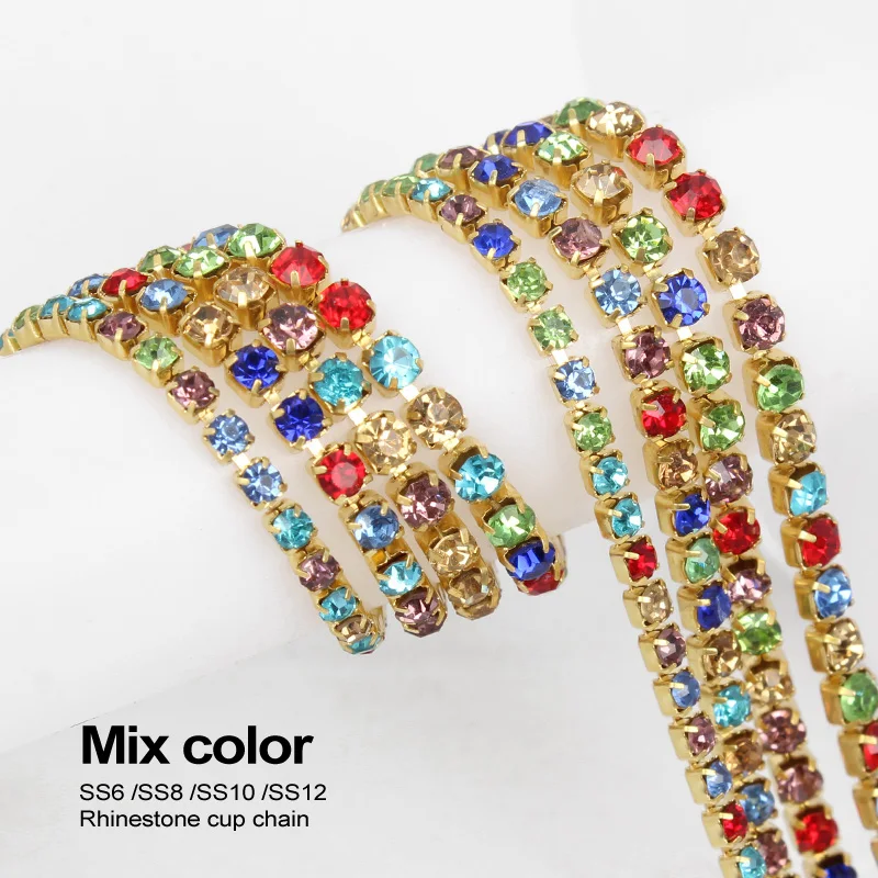 Mix size Mix color Four size Each size 1 Yard Rhinestone Chain DIY Sew ...