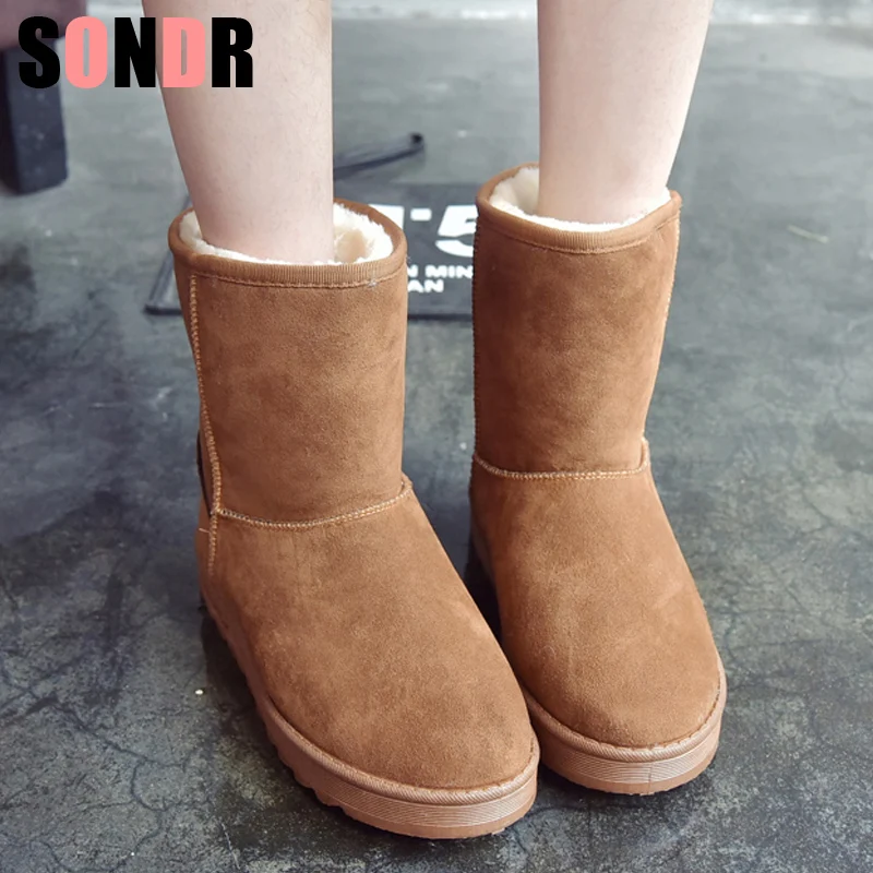 2018 mujeres clásicas botas de invierno ladie llenar y cómodo nieve ...