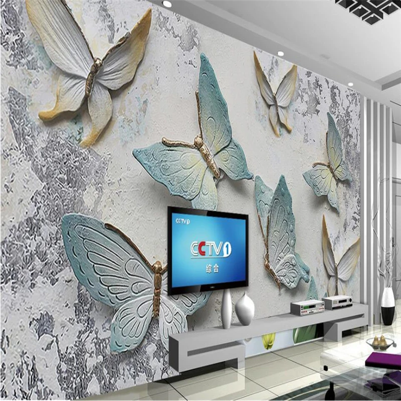 Beibehang 3d Butterfly Relief Backdrop 3d Backdrops Simple European