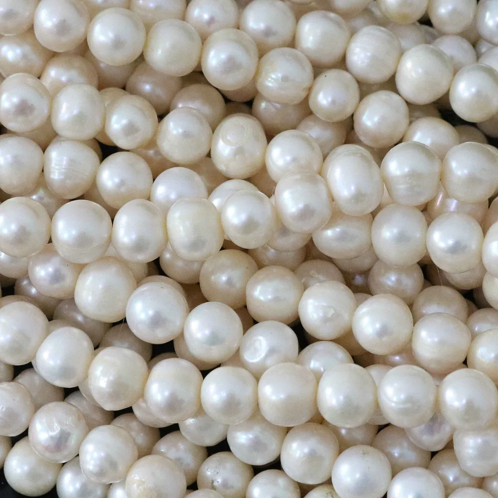 Beautiful Round Natural Freshwater Cultured White Pearl Loose Beads 9