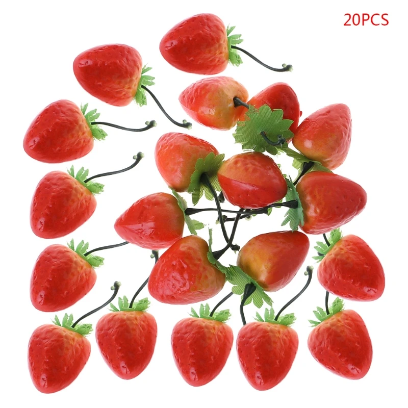20pcs Lifelike Simulation Artificial Strawberry Fake Fruit Home Party ...