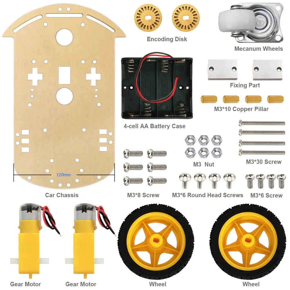 Diy Kit Motor Smart Robot Chassis Kit with Speed Encoder Battery Box ...